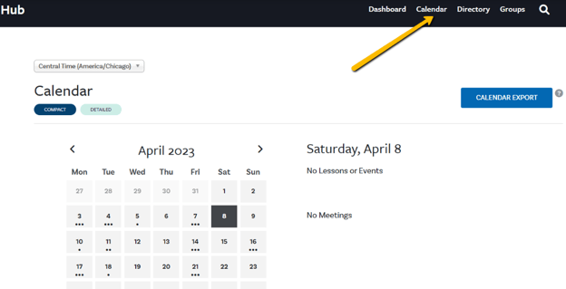 How to Export Calendar in the Learning Hub